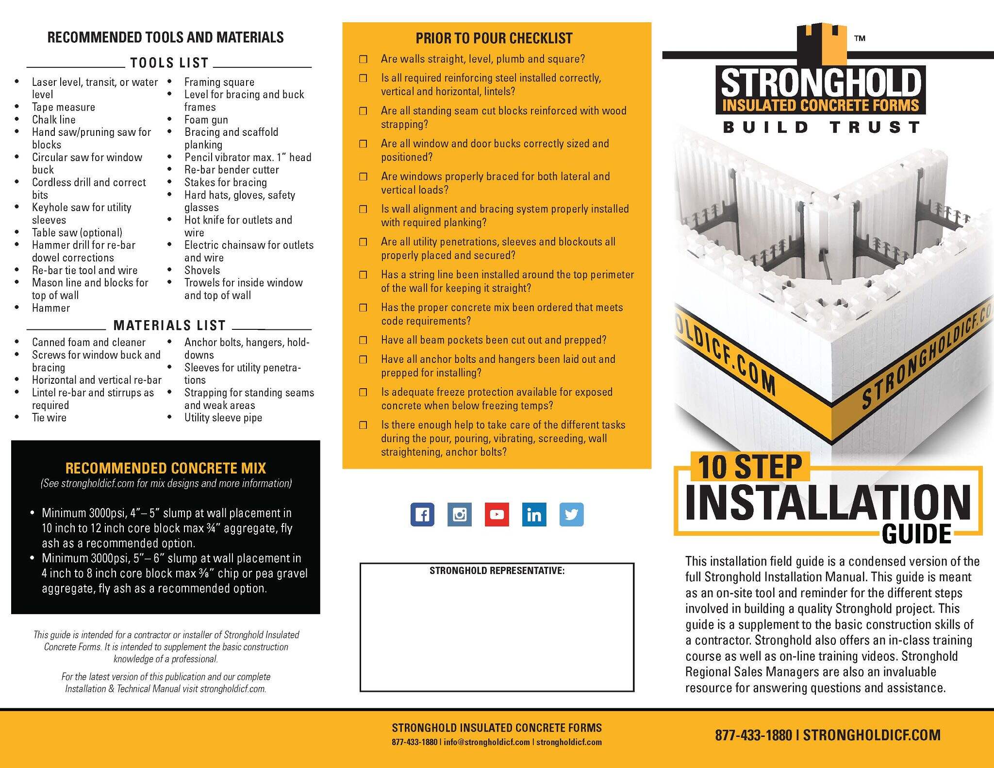 Stronghold Icf 10 Step Pocket Installation Guide Stronghold Icf